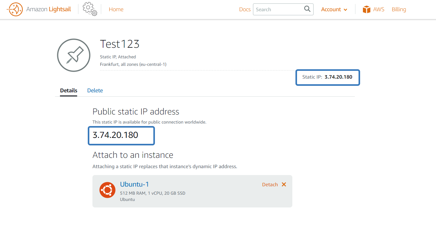 AWS LightSail Instance’a Static IP Ataması - Murat Bilginer