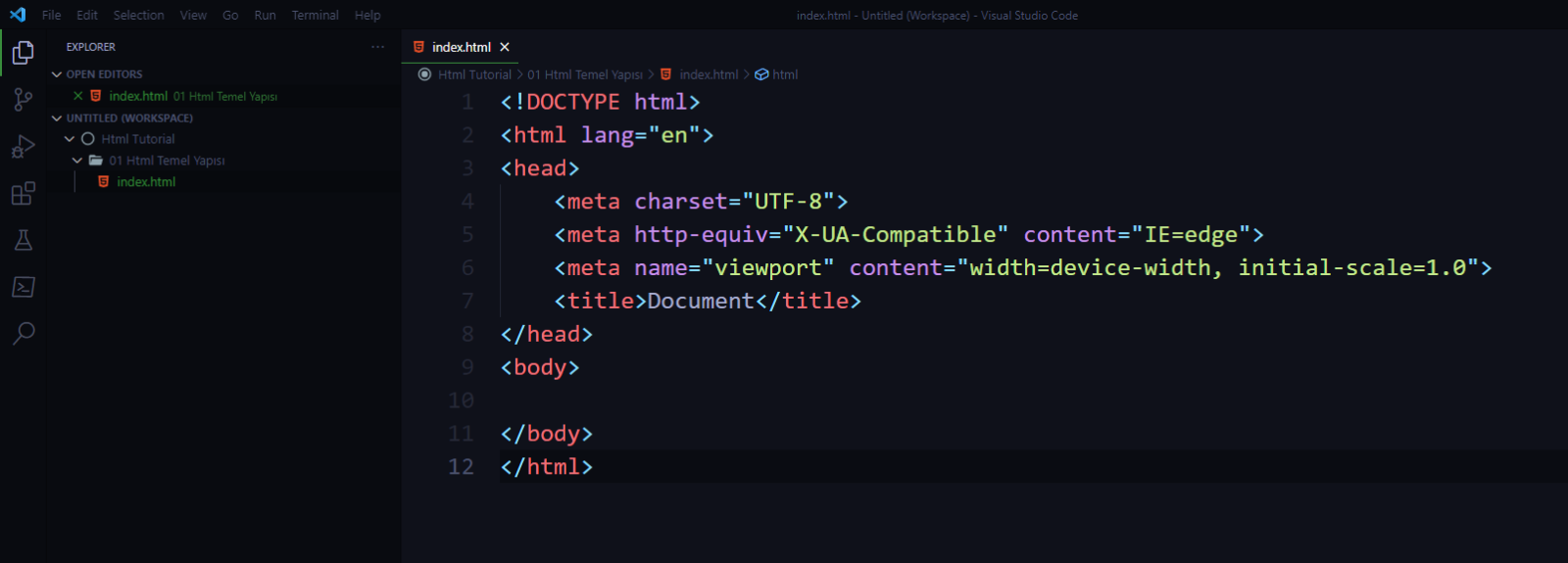Frontend Developer Roadmap Html 5 Tutorial 7 Html Temel Dosya Yapısı