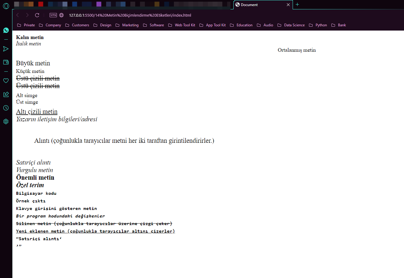 FrontEnd Developer RoadMap - HTML 5 Tutorial 20 Metin Biçimlendirme ...